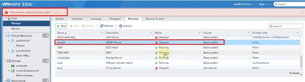 ESXI SNMP Servisi Başlatılamadı. The Service Snmpd Failed to Start ...